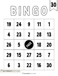 Cute & Free Printable Bingo Cards - 30 Cards + Calling Sheet | SaturdayGift