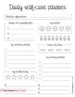 Self-Care Planner - 4 Cute (& Free!) Daily Self-Care Planners ...