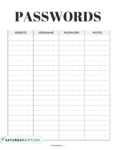 Password Tracker Printable - 15 Cute & Free Password Keepers