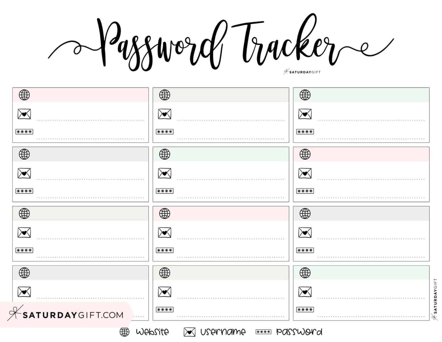 Password Tracker Printable - 15 Cute & Free Password Keepers