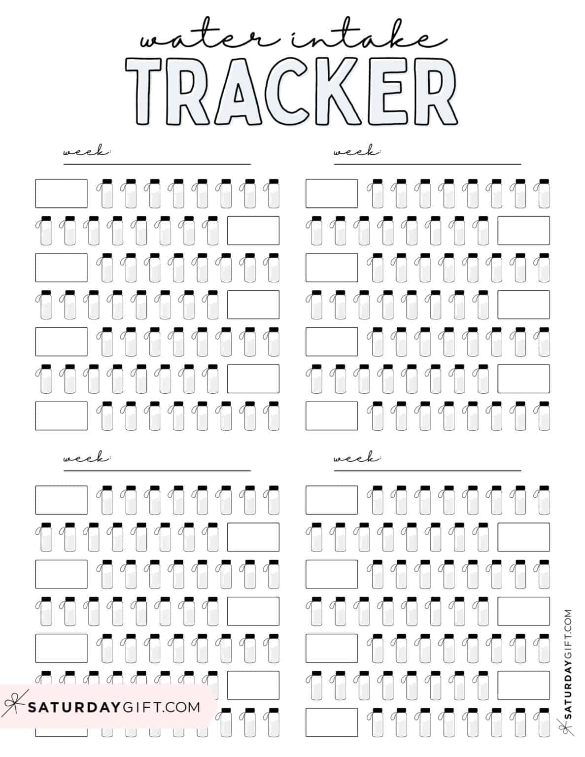 Cute Water Tracker Printable - Keep Track of Your Daily Water Intake