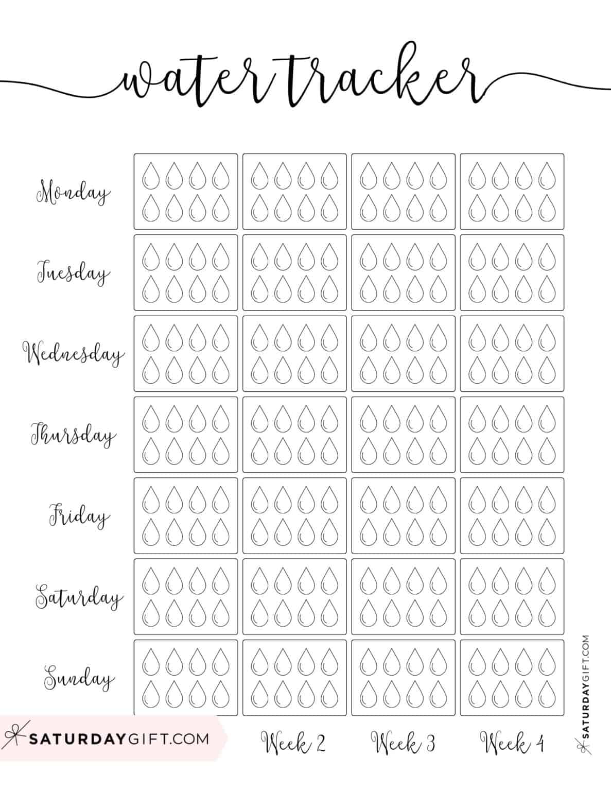 Cute Water Tracker Printable - Keep Track of Your Daily Water Intake