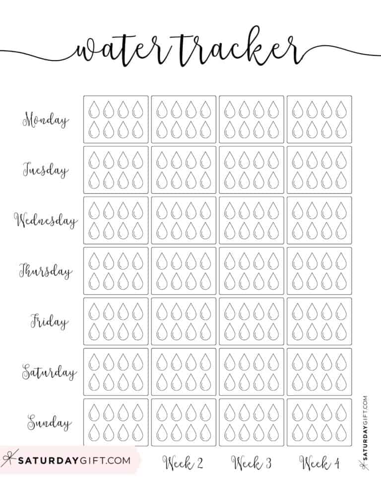 Cute Water Tracker Printable - Keep Track of Your Daily Water Intake