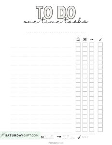 To-Do List Template - 29 Cute & Free Printable To-Do Lists | SaturdayGift