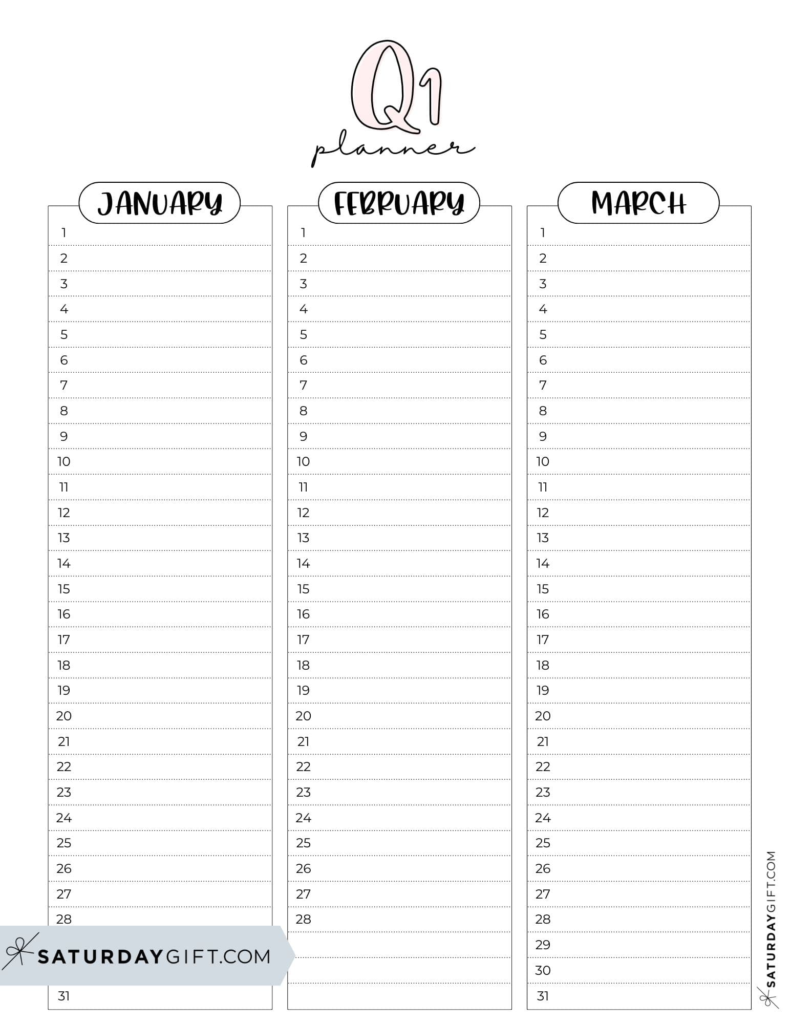 Q1 Planner - 21 Cute & Free Printables