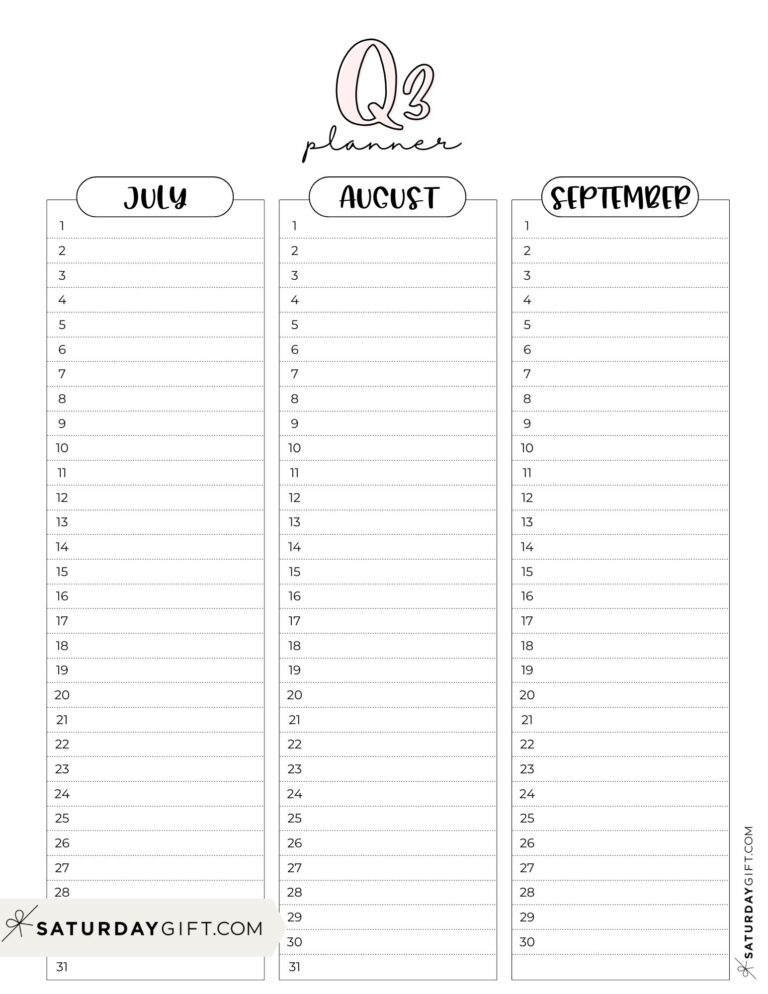 Q3 Planner - 21 Cute & Free Printables