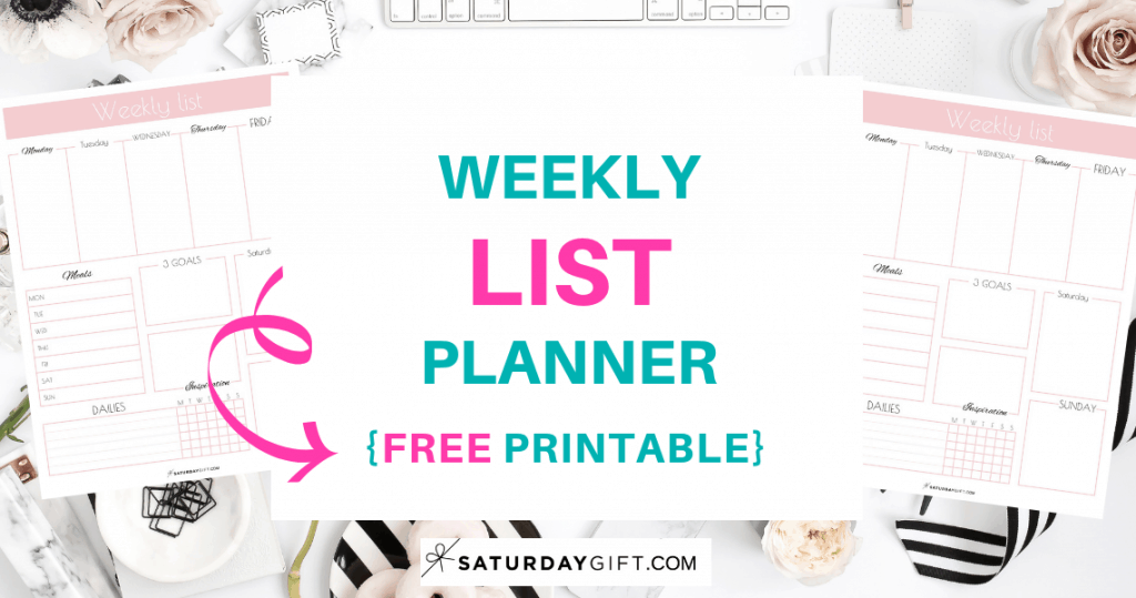 Weekly List Planner {Free Printable} | SaturdayGift