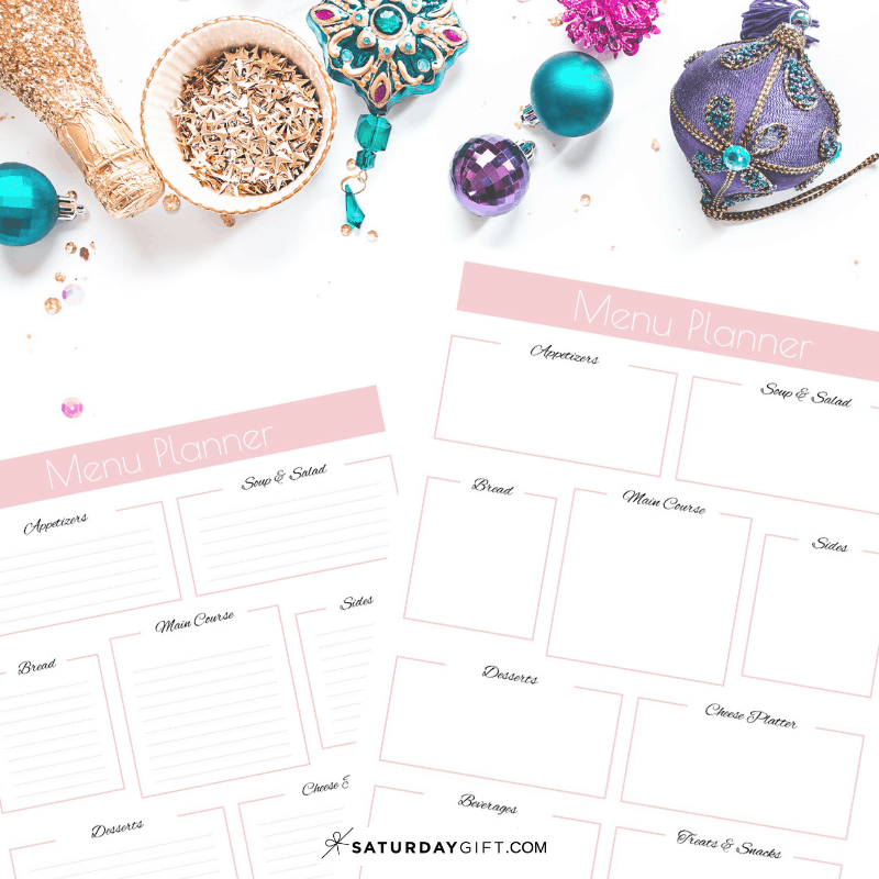 Pretty & Practical Party Menu Planner {Free Printable} | SaturdayGift