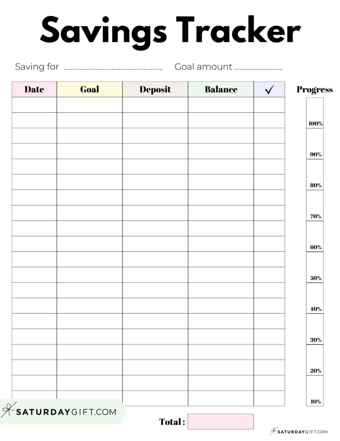 Savings Tracker Printable - 51 Cute & Free Templates