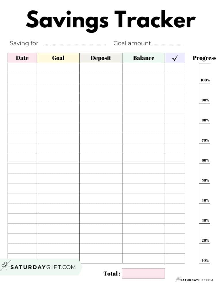 Savings Tracker Printable - 51 Cute & Free Templates