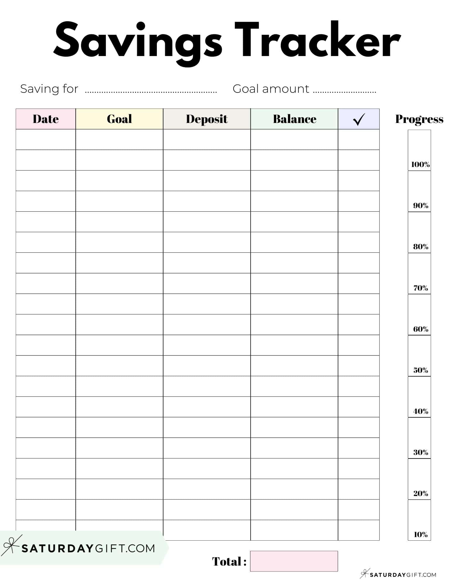 Savings Tracker Printable - 51 Cute & Free Templates