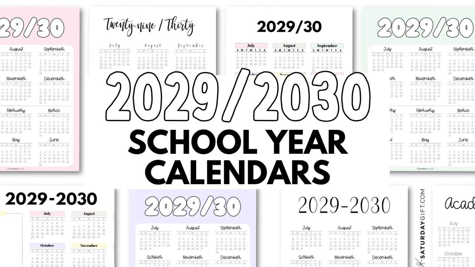 29/30 School Year Calendar printables - 17 Academic Calendars 2029-2030