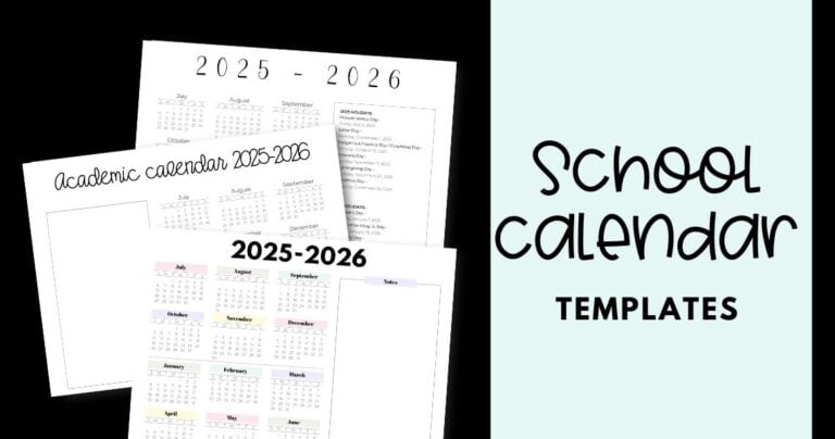 25/26 School Year Calendar printables - 17 Academic Calendars 2025-2026