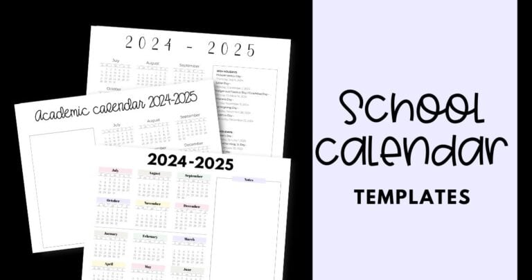 School Calendar Template - 17 Cute Printable Academic Calendars 2024/25