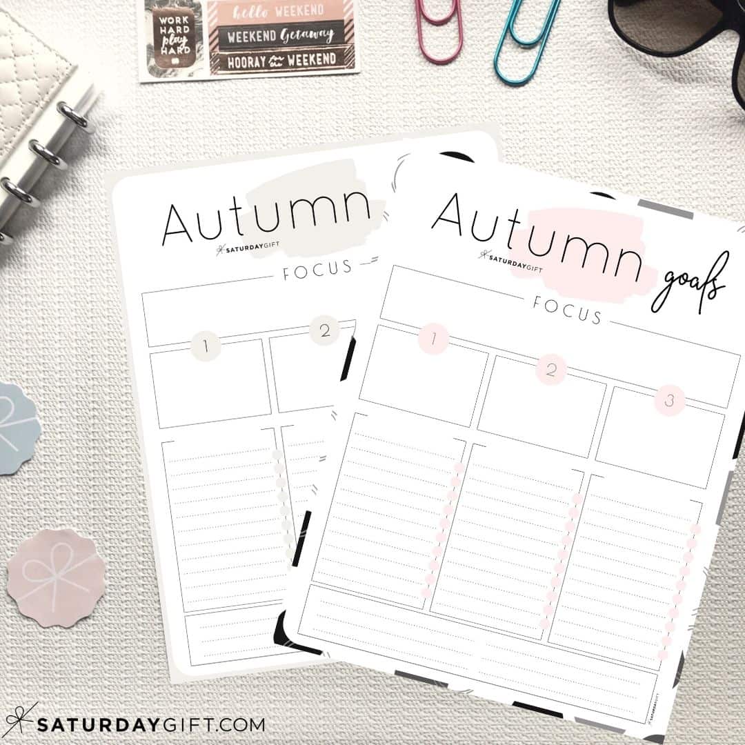 How to Set & Achieve Autumn Goals + Autumn Goals Worksheets