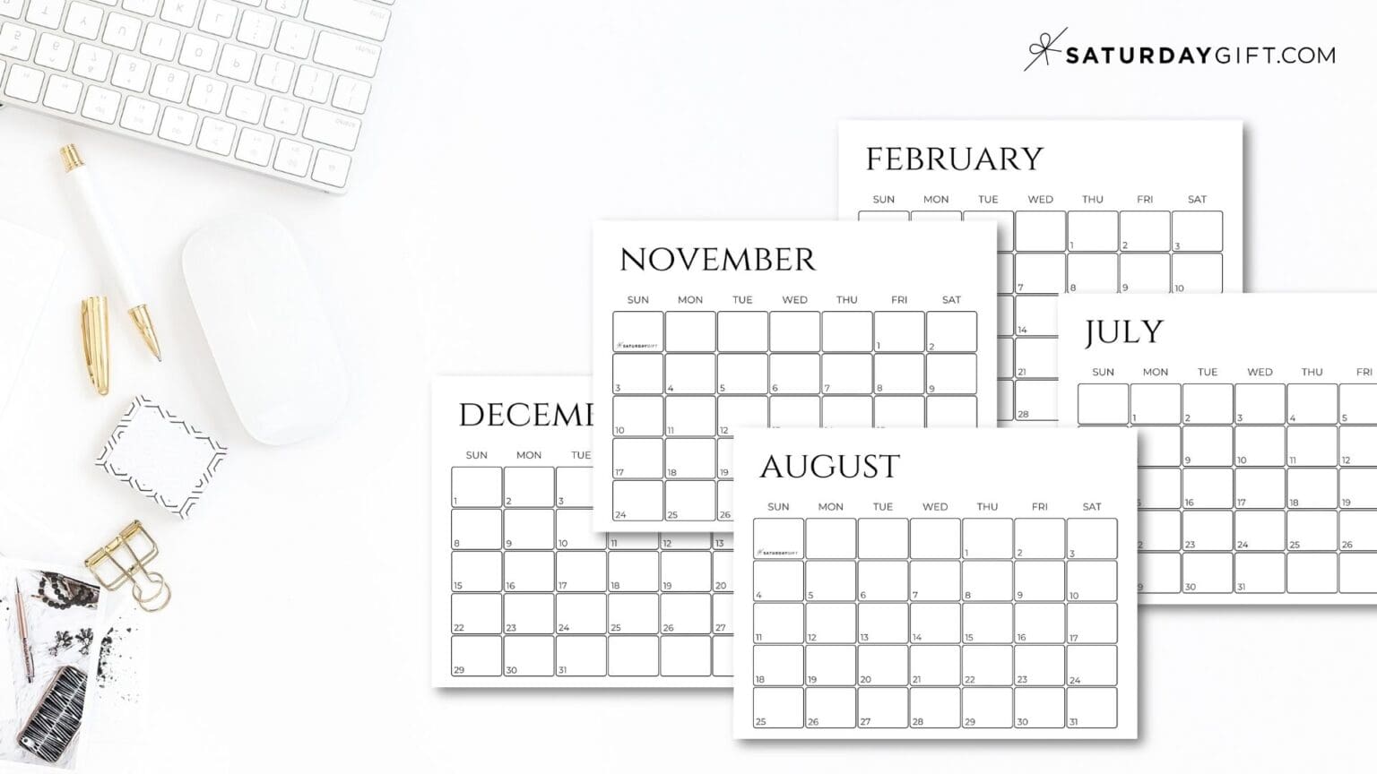 Minimalist Calendar Template 2025 - Free Printable Landscape Calendar