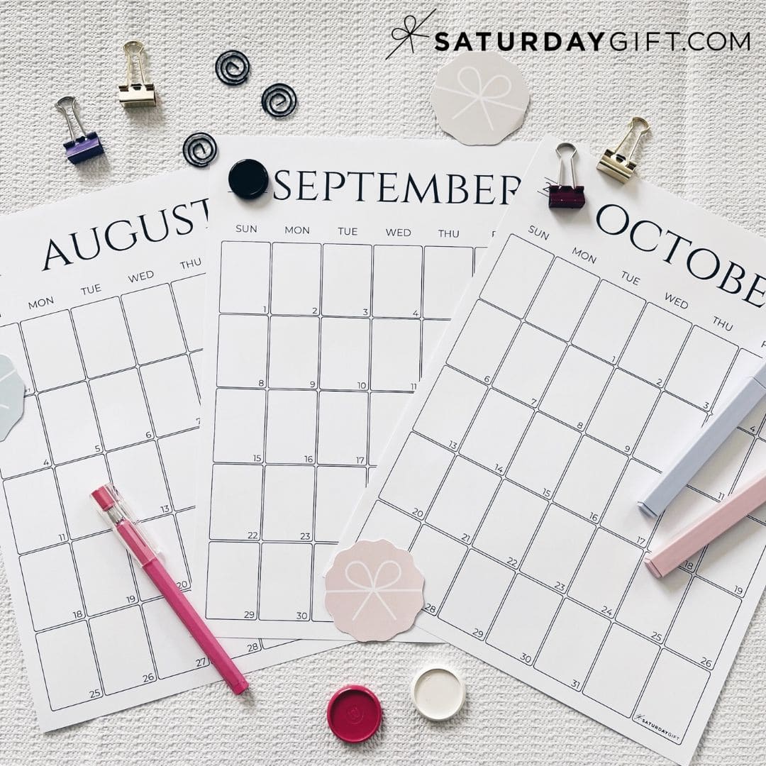 August 2025 Calendar - 20 Cute & FREE Printables | SaturdayGift