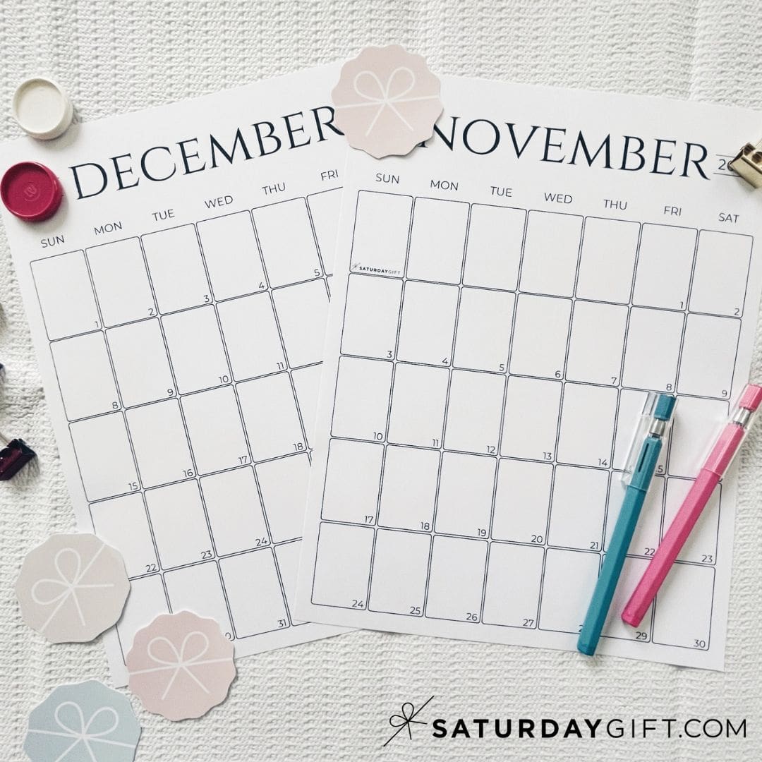 December 2024 Calendar - 20 Cute & FREE Printables | SaturdayGift