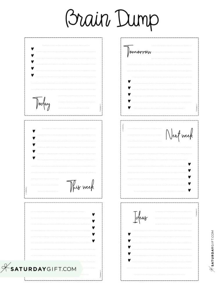 Brain Dump Worksheet - 23 Cute & Free Printables