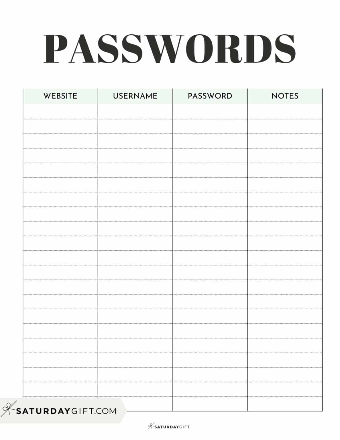 Password Tracker Printable - 15 Cute & Free Password Keepers