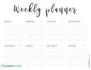 Weekly planner printable - 39 cute free weekly calendar templates ...