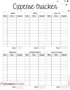 Expense Tracker Printable - 26 cute & Free Spending Logs