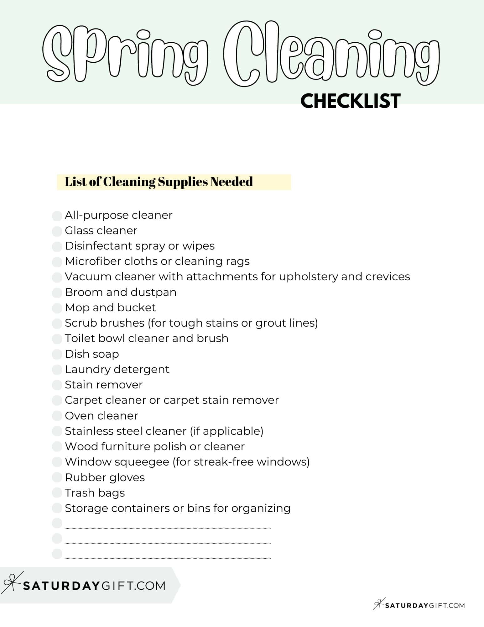 Spring Cleaning Checklist - Complete Guide for a Sparkling Home ...