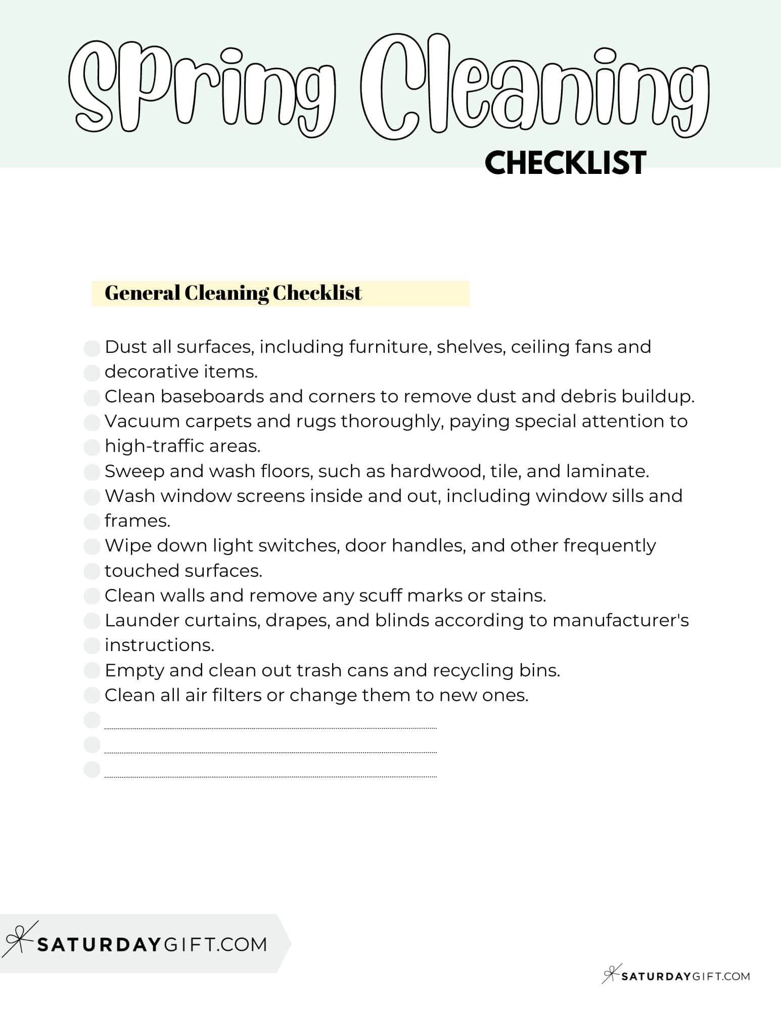 Spring Cleaning Checklist - Complete Guide for a Sparkling Home ...