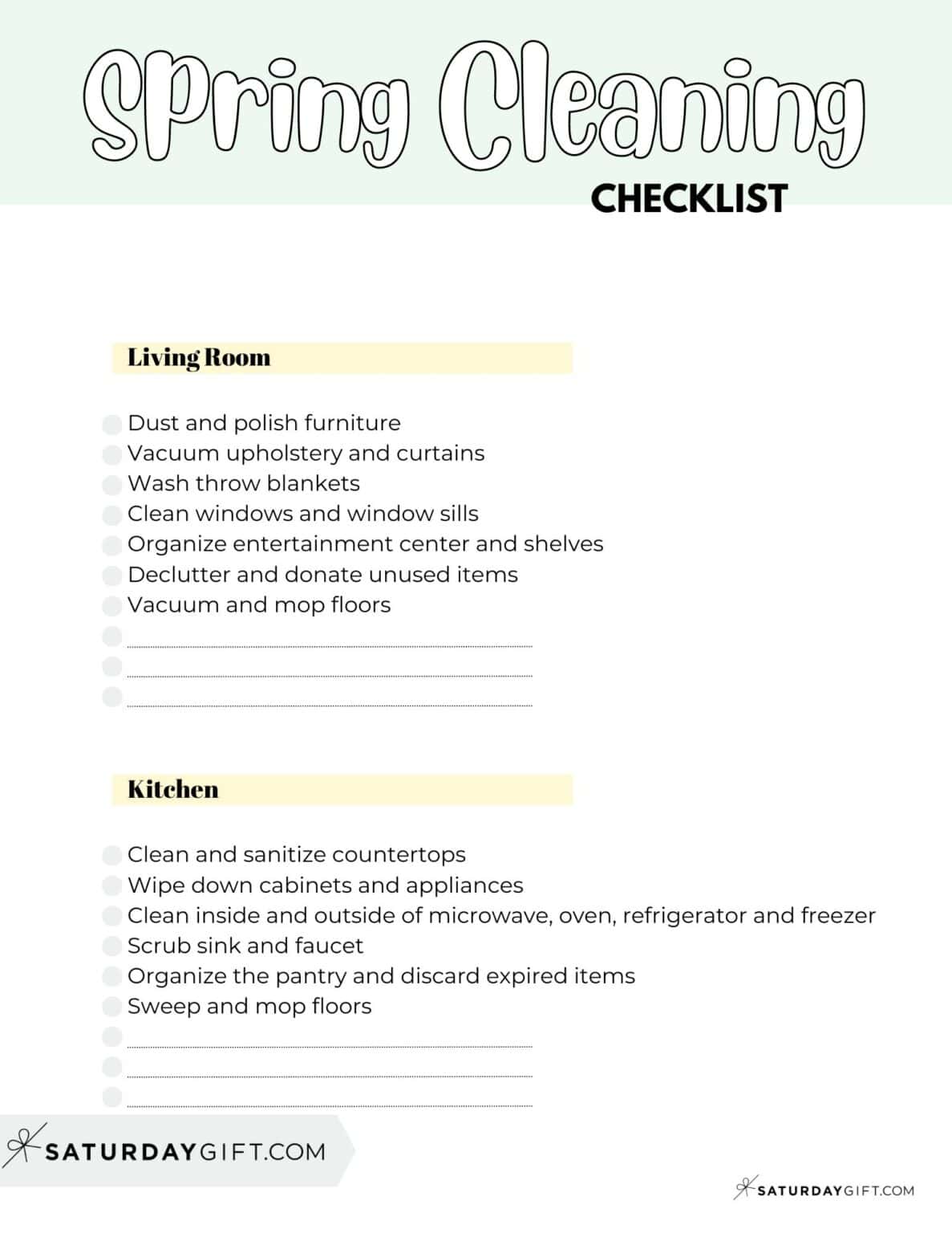Spring Cleaning Checklist - Complete Guide for a Sparkling Home ...