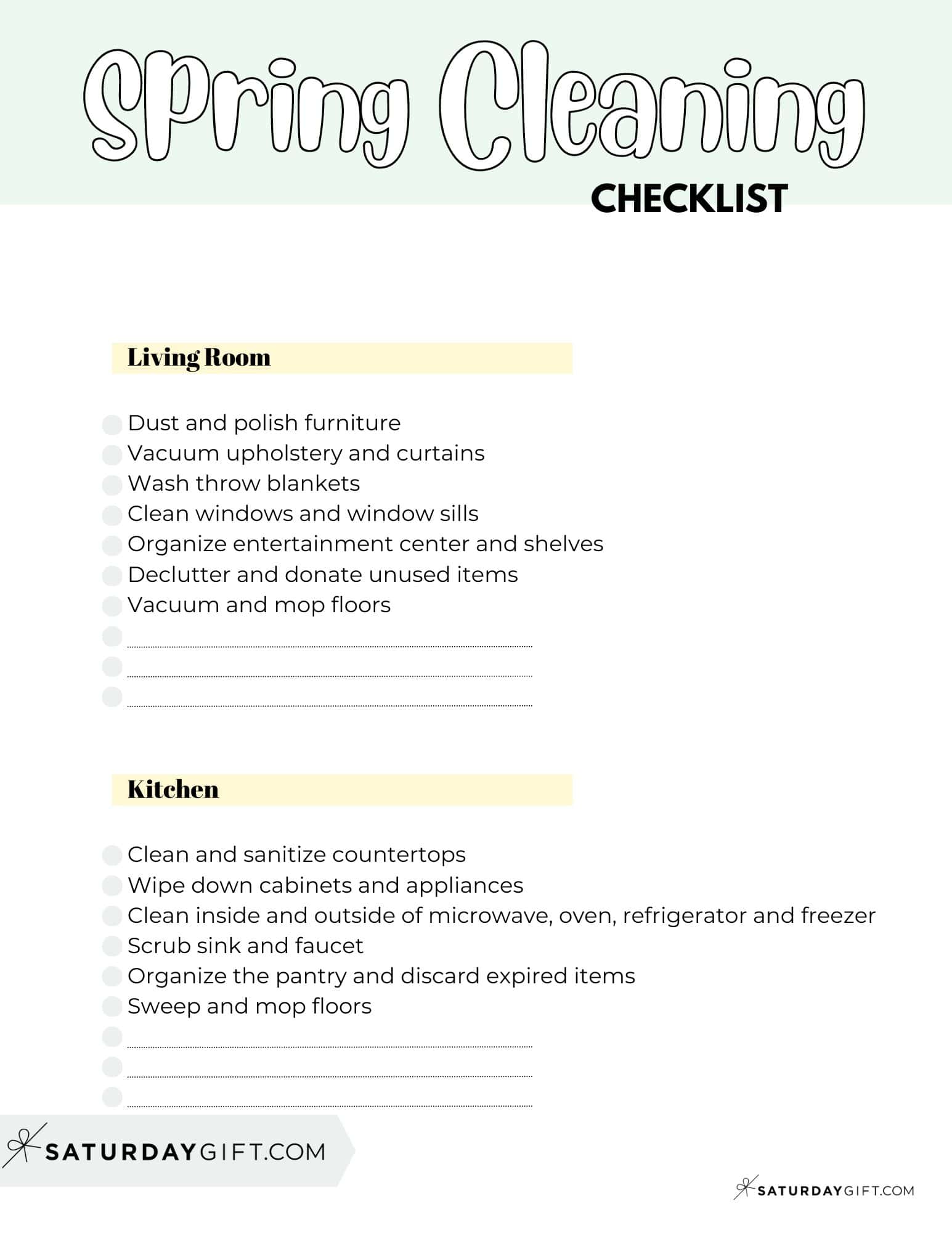 Spring Cleaning Checklist - Complete Guide for a Sparkling Home ...