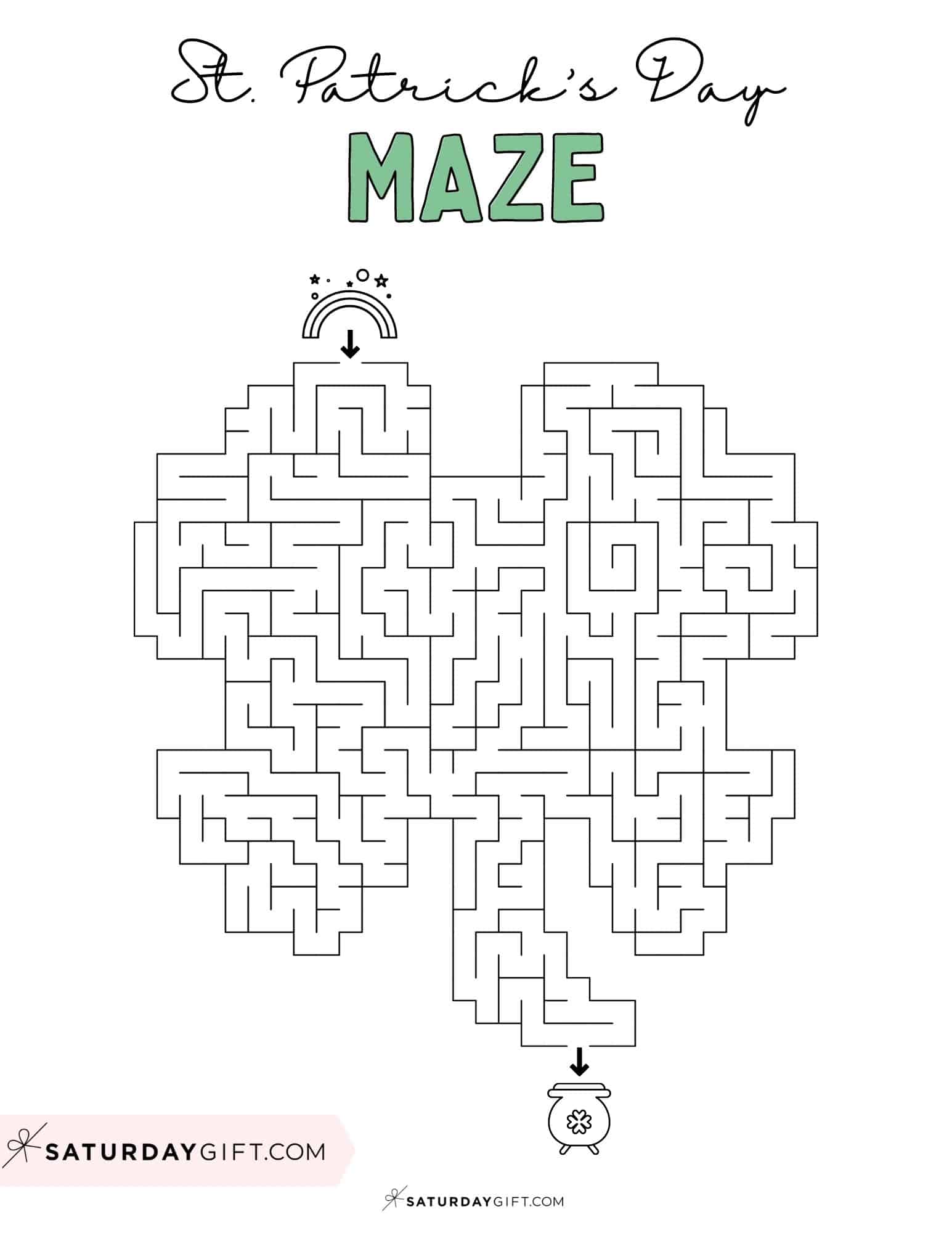 St. Patrick's Day Maze Printable - Cute & Free Templates | SaturdayGift