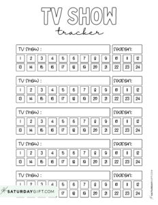 TV Show Tracker Templates — 23 Cute Free Printables