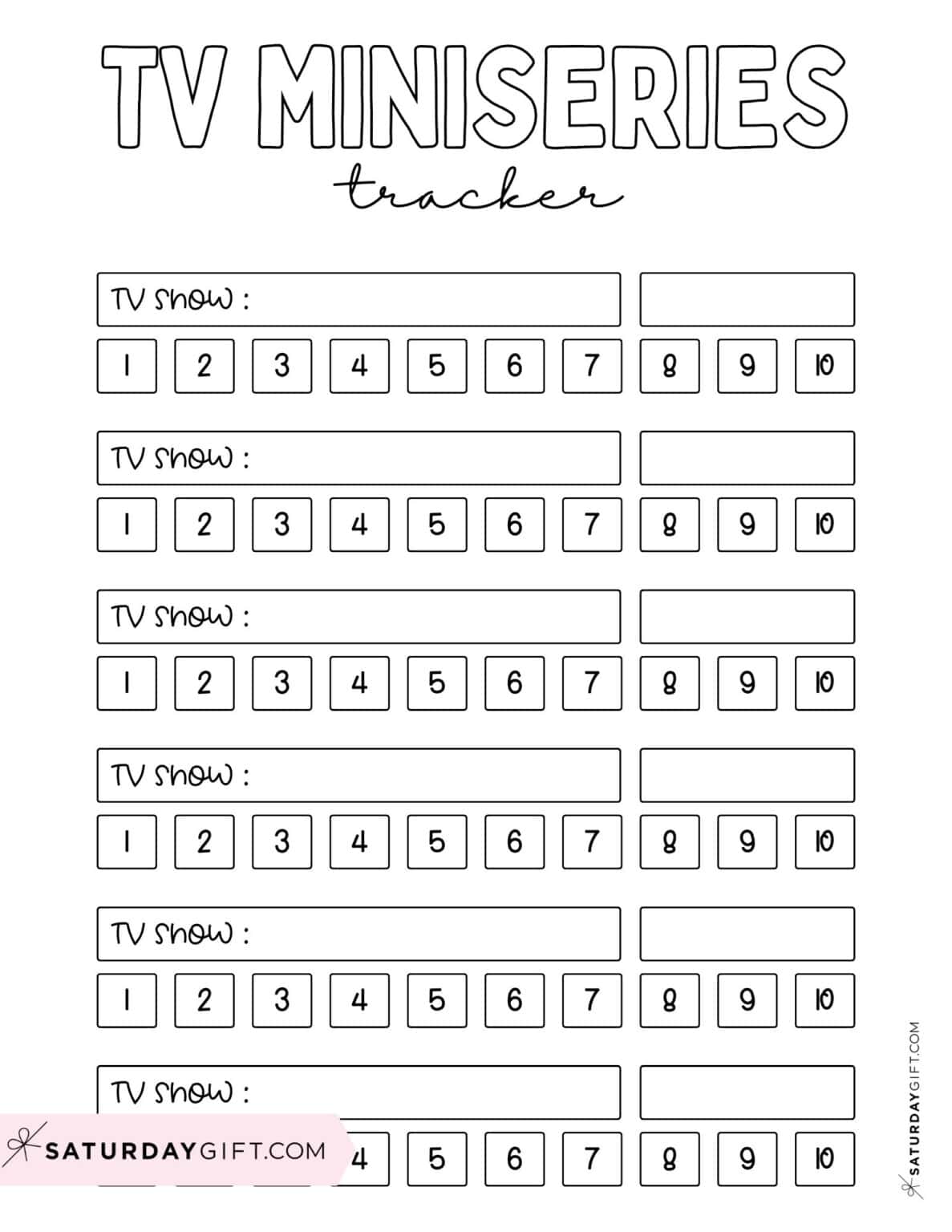 TV Show Tracker Templates — 23 Cute Free Printables