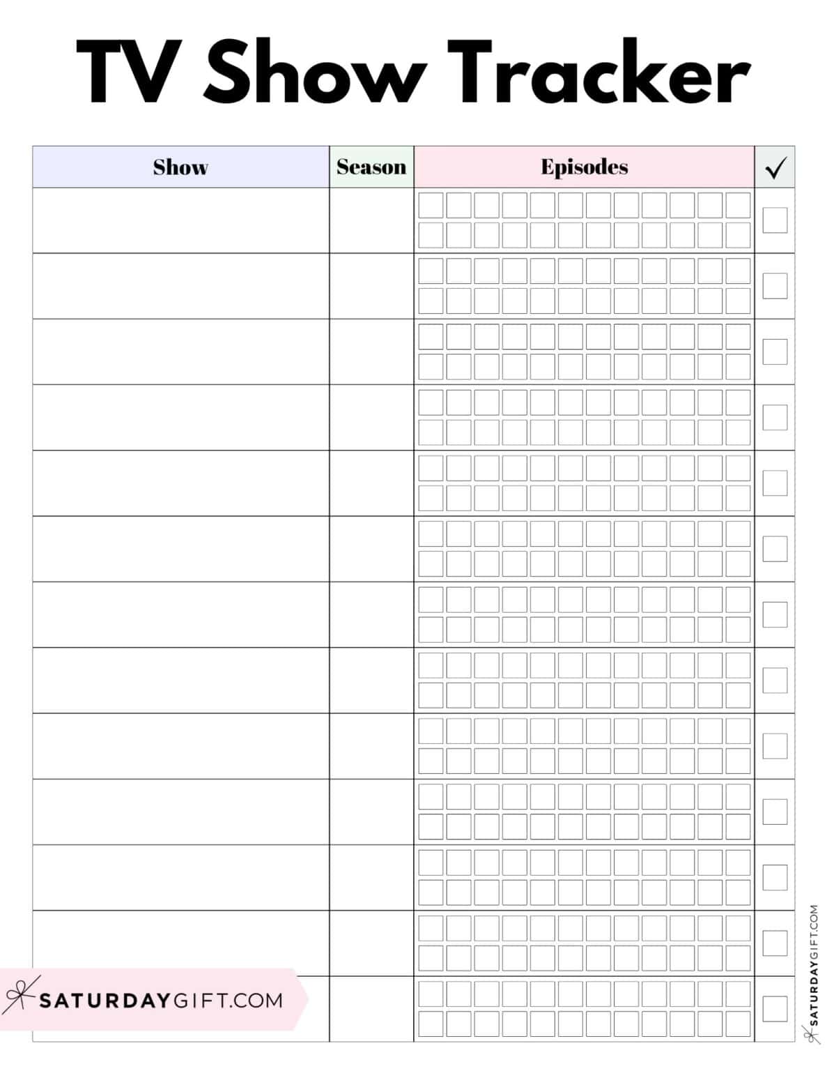 TV Show Tracker Templates — 23 Cute Free Printables