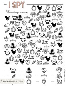 Free Thanksgiving I Spy Printable | SaturdayGift