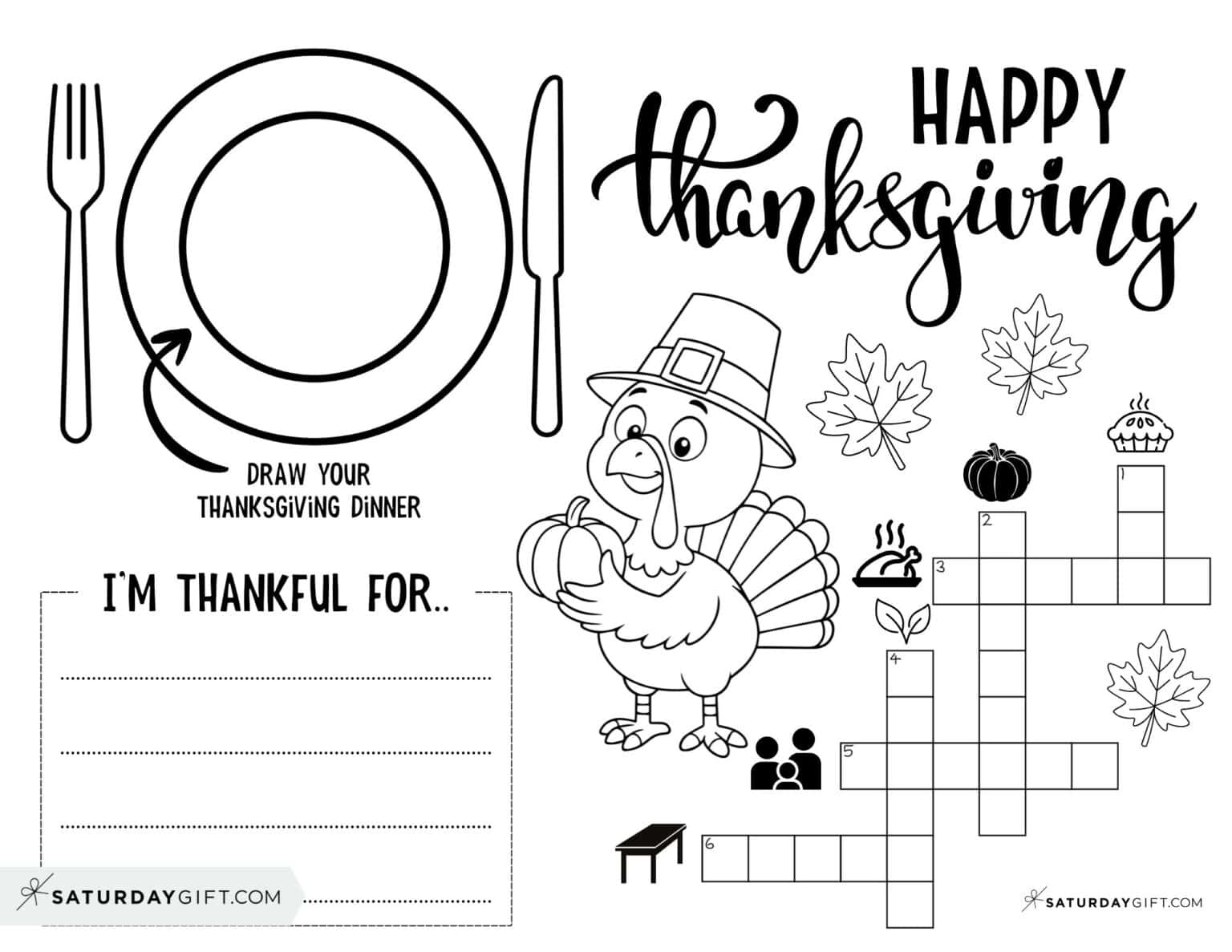 Thanksgiving Placemats for Kids - 5 Cute & Free Printables