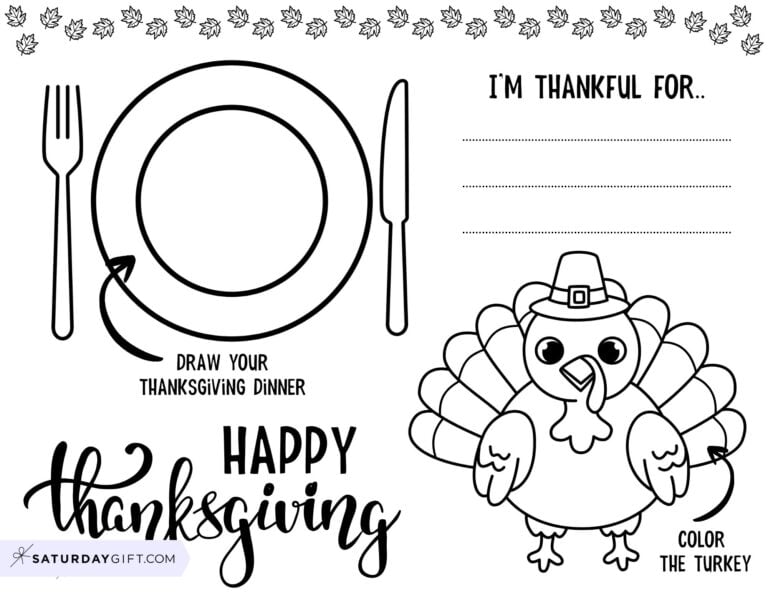 Thanksgiving Placemats for Kids - 5 Cute & Free Printables