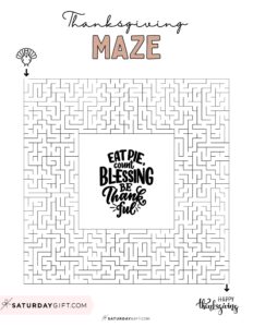 Thanksgiving Maze Printable - Cute & Free Templates | SaturdayGift