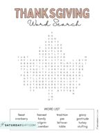 Thanksgiving Word Search - Cute & Free Printables | SaturdayGift