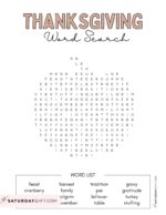 Thanksgiving Word Search - Cute & Free Printables | SaturdayGift