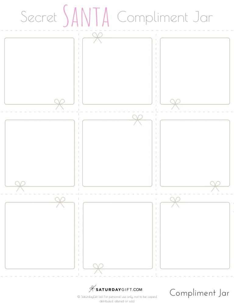 Secret Santa Compliment Jar {Free Printables} | SaturdayGift