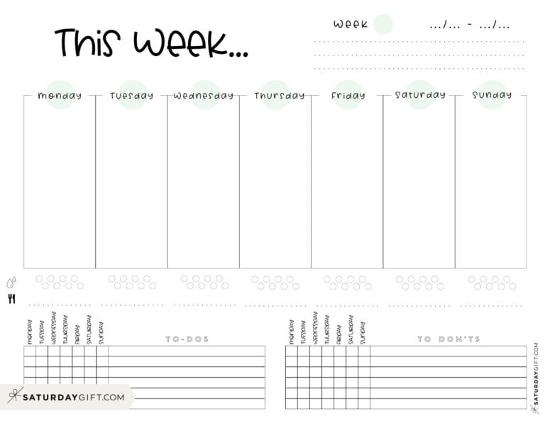 Weekly planner printable - 39 cute free weekly calendar templates ...