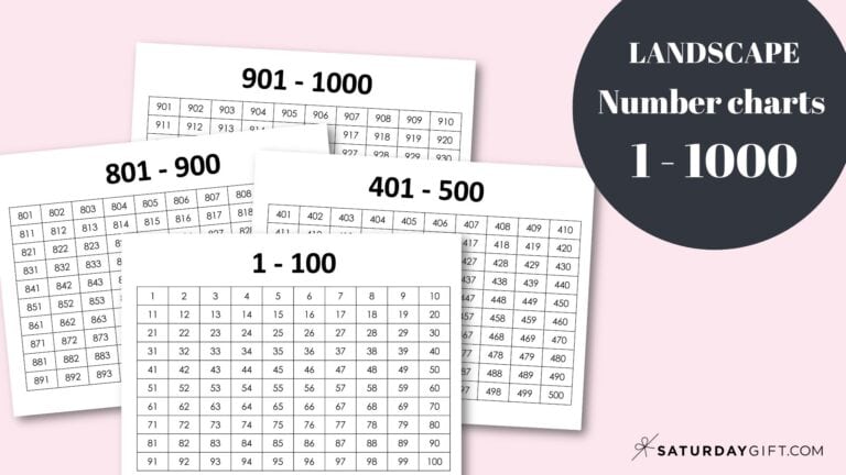Thousands Chart Printable - Free Numbers 1-1000 Worksheets | SaturdayGift