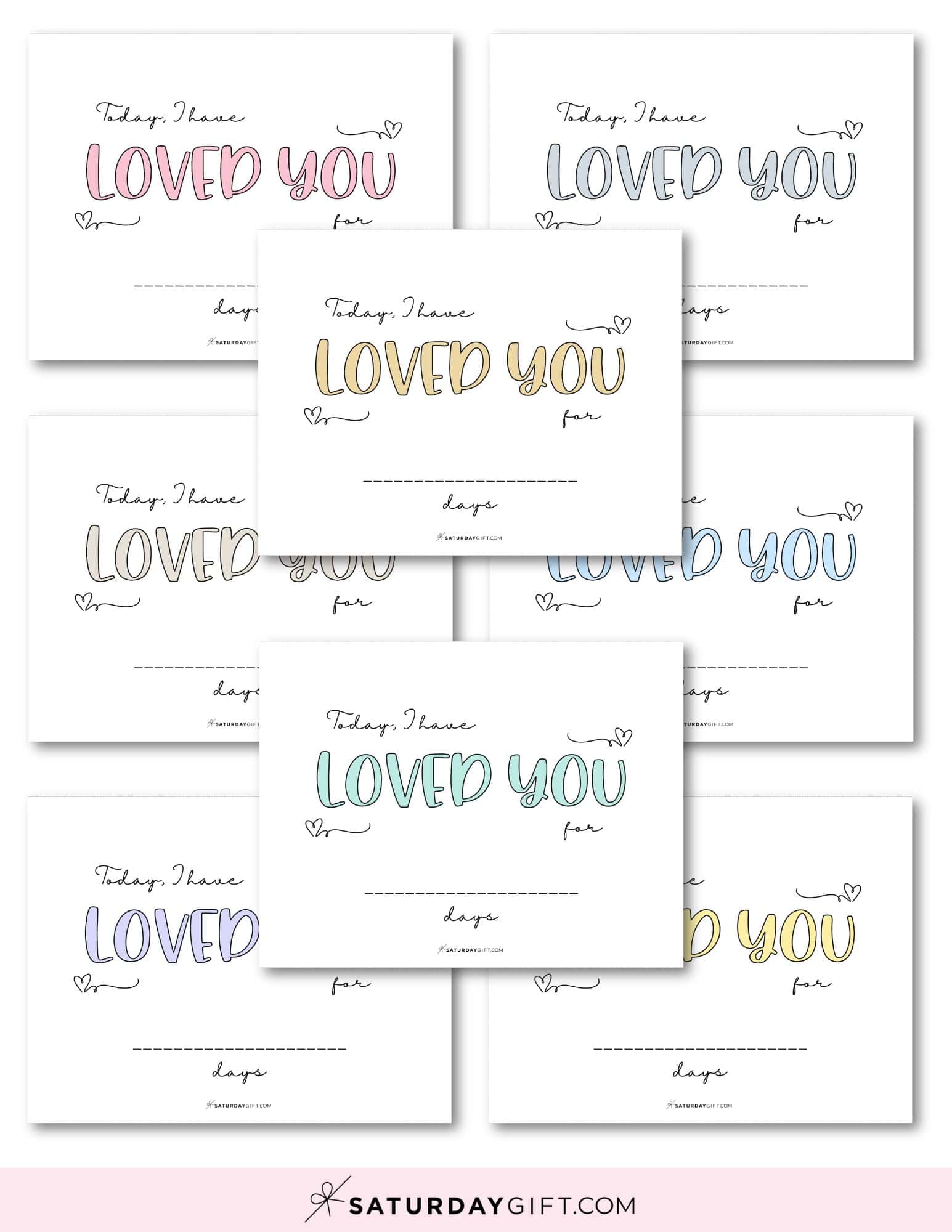 Today I Have Loved You for X Days - Free Printables & Folded Cards