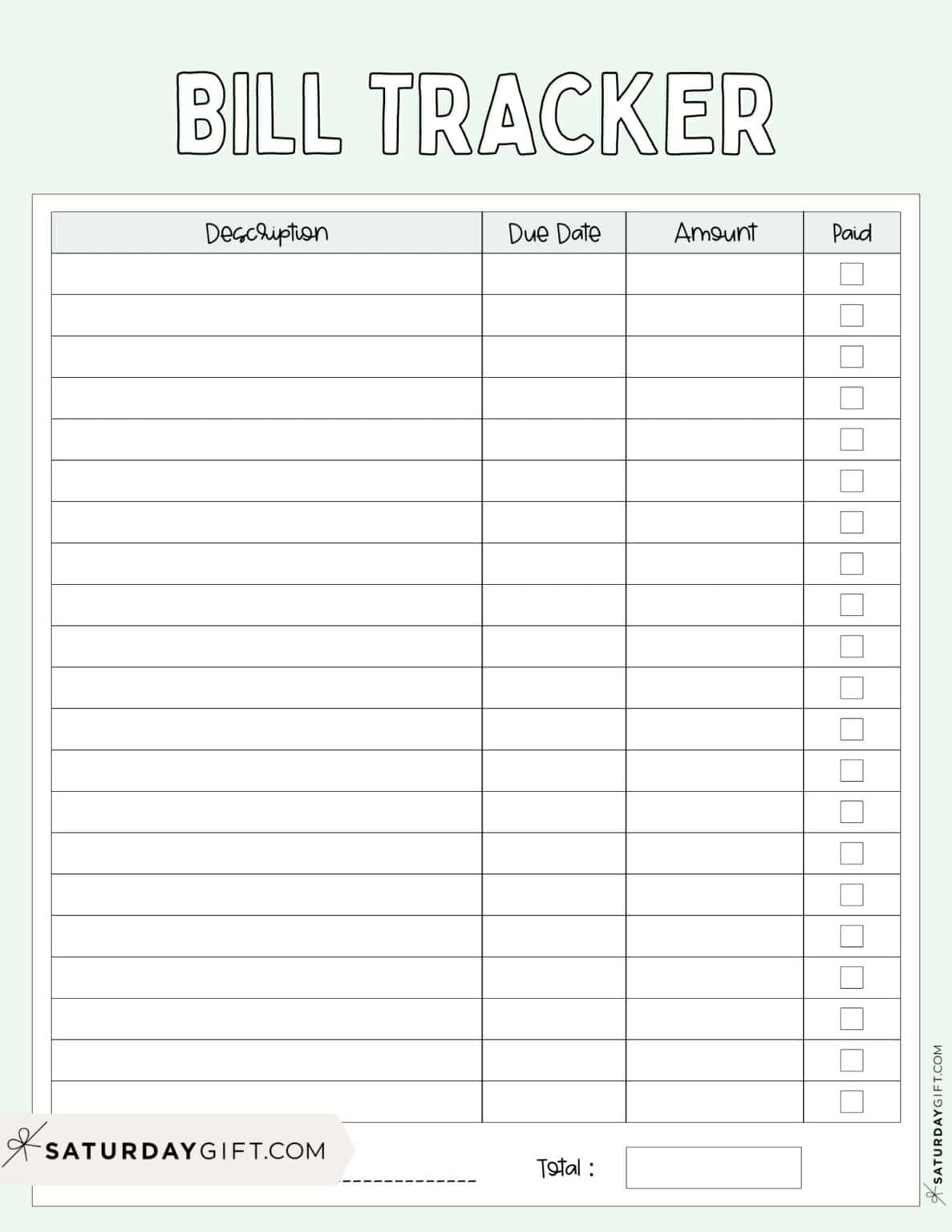 Bill Organizer Template - 39 Cute & Free Printable Bill Trackers