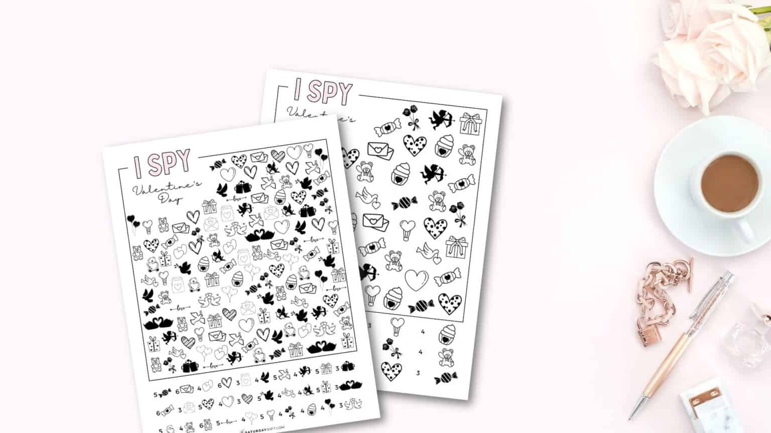 Valentine's Day I Spy printable - Cute & Free | SaturdayGift