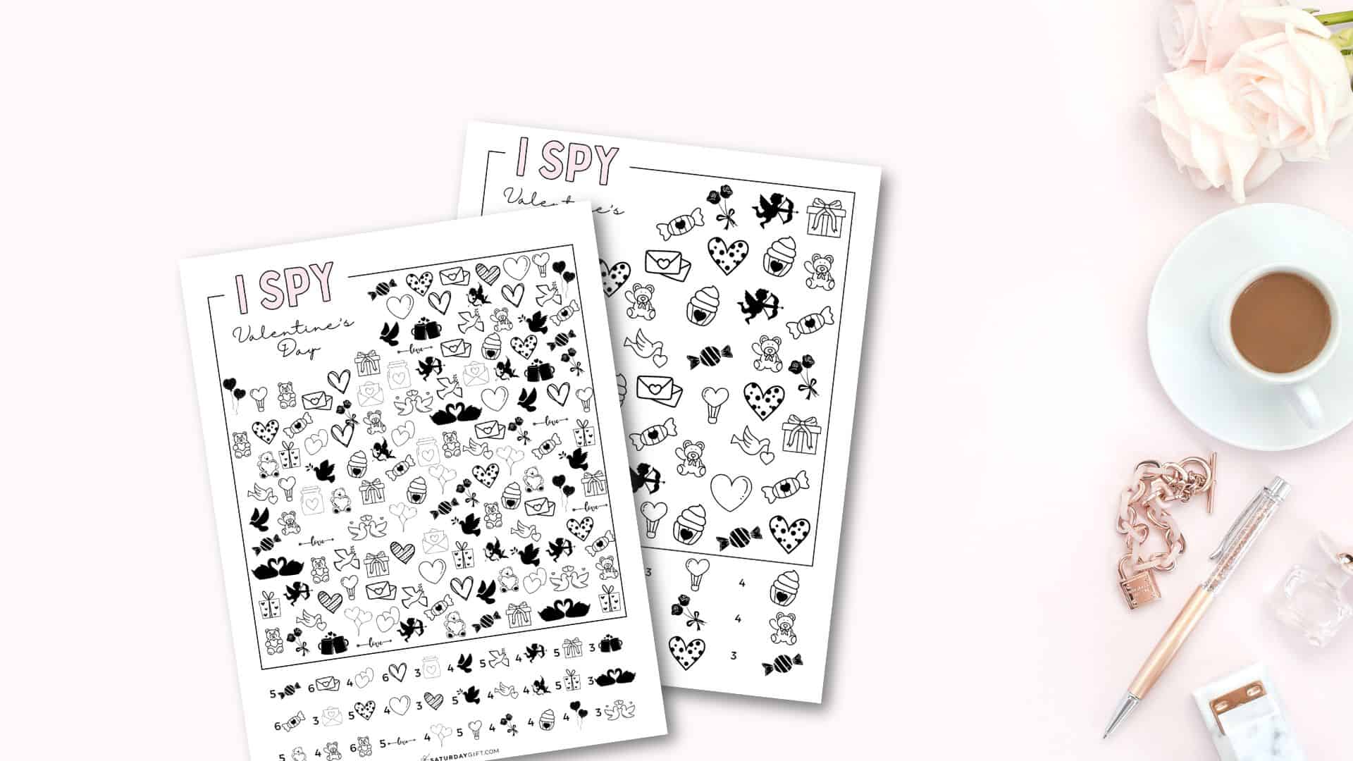 Valentine's Day I Spy printable - Cute & Free | SaturdayGift