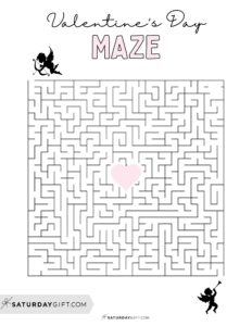 Valentine's Day Maze Printable - Cute & Free Templates | SaturdayGift