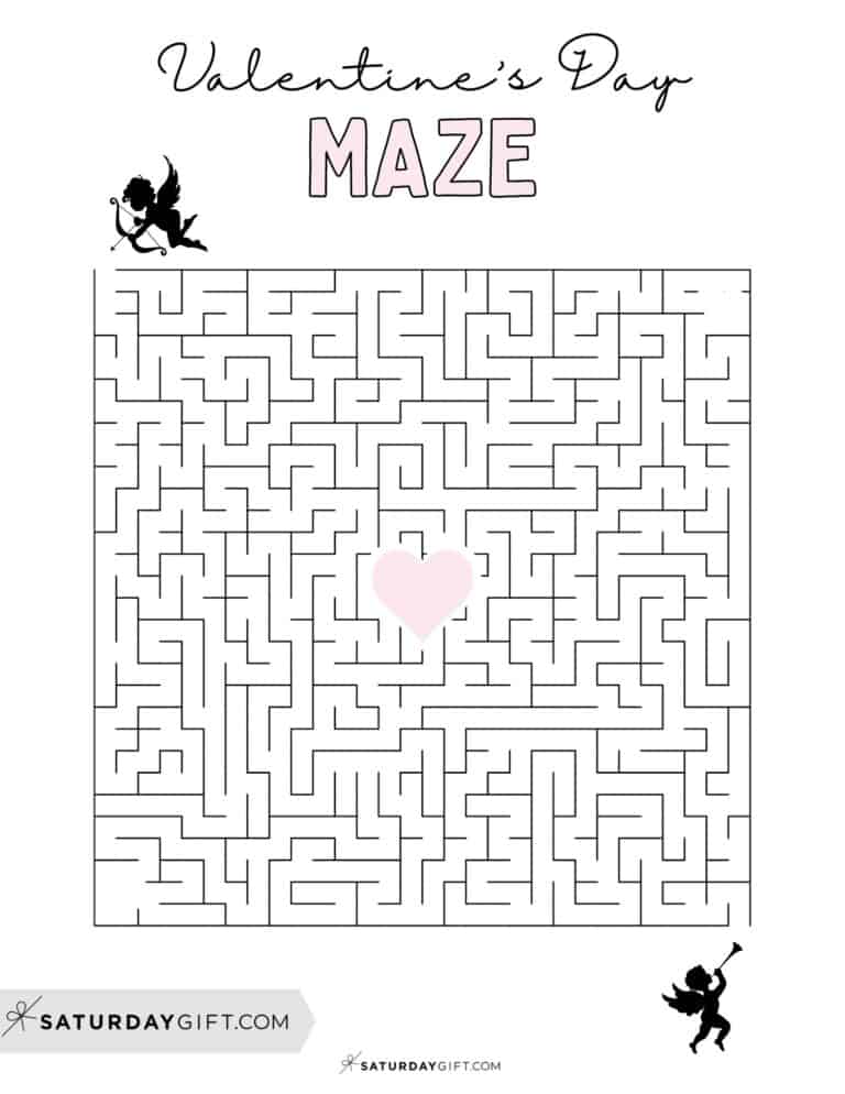 Valentine's Day Maze Printable - Cute & Free Templates | SaturdayGift