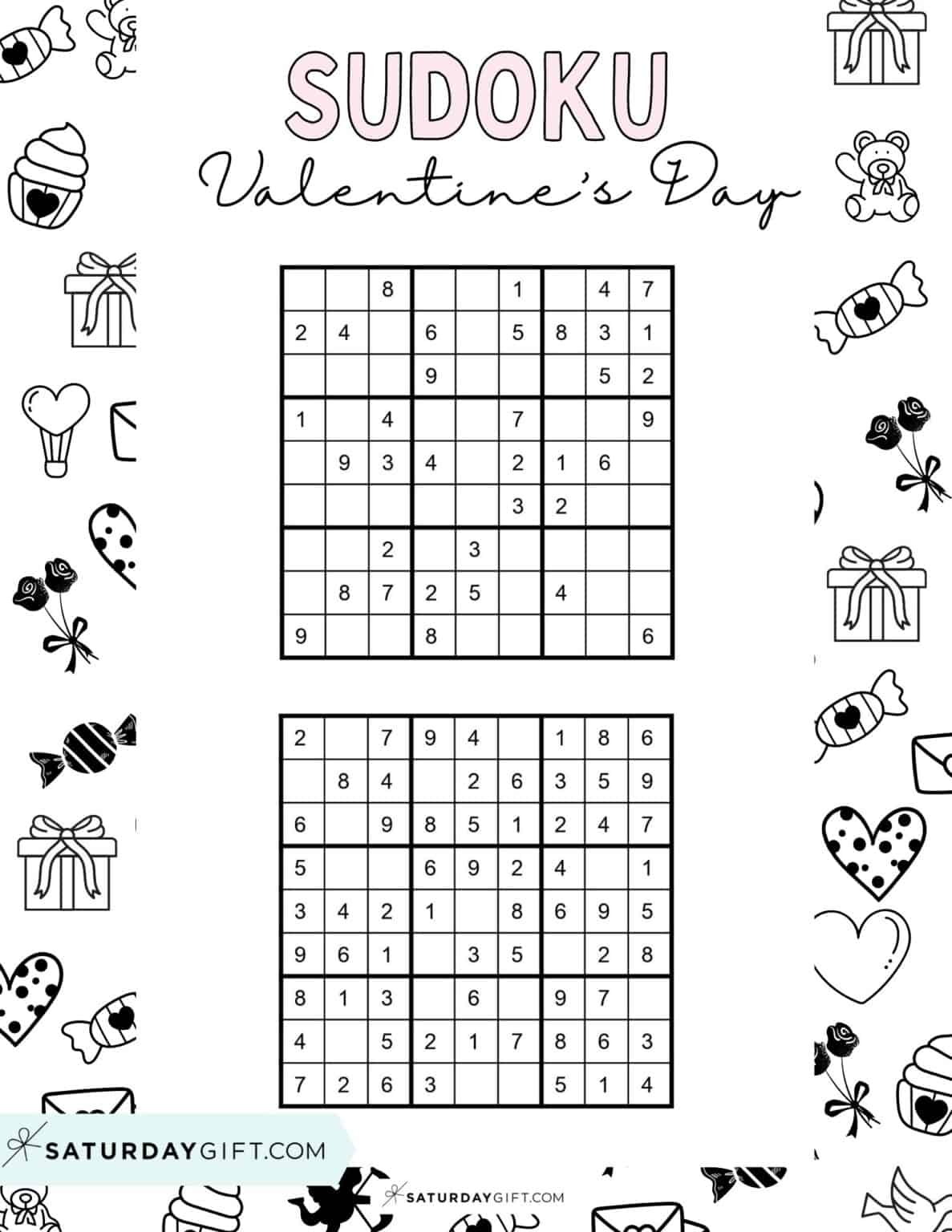 Valentine's Day Sudoku Puzzles - Cute & Free Printables | SaturdayGift